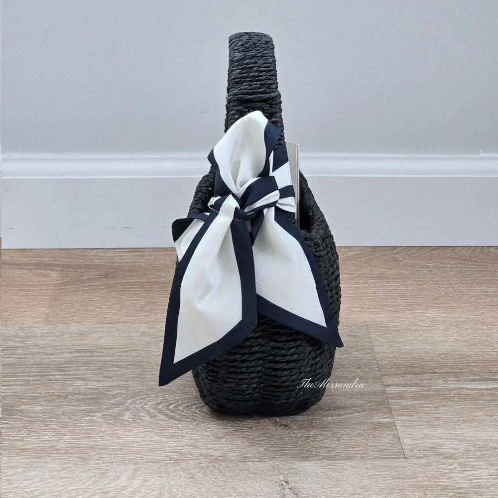 a new day | Bags | A New Day Black Woven Straw Mini Bag With Bow New ...